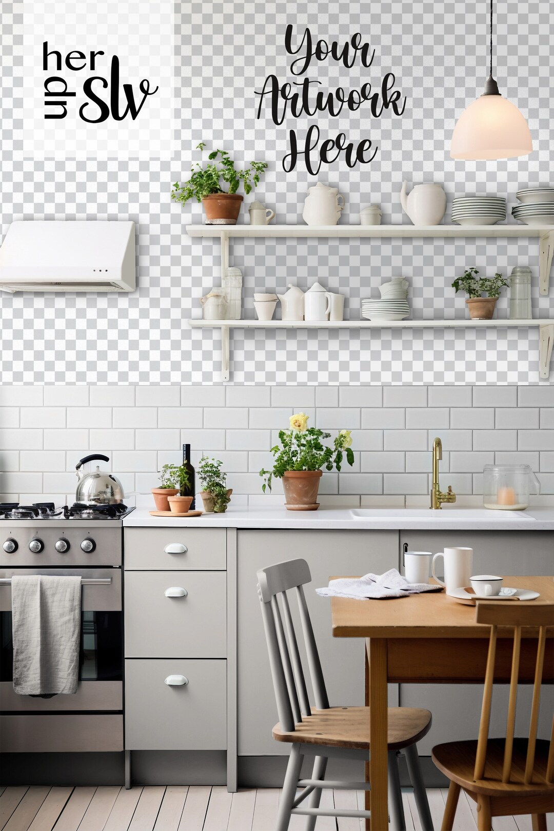 Kitchen Wallpaper Mockup Template PSD - Kitchen Wall Mockup Photoshop ...