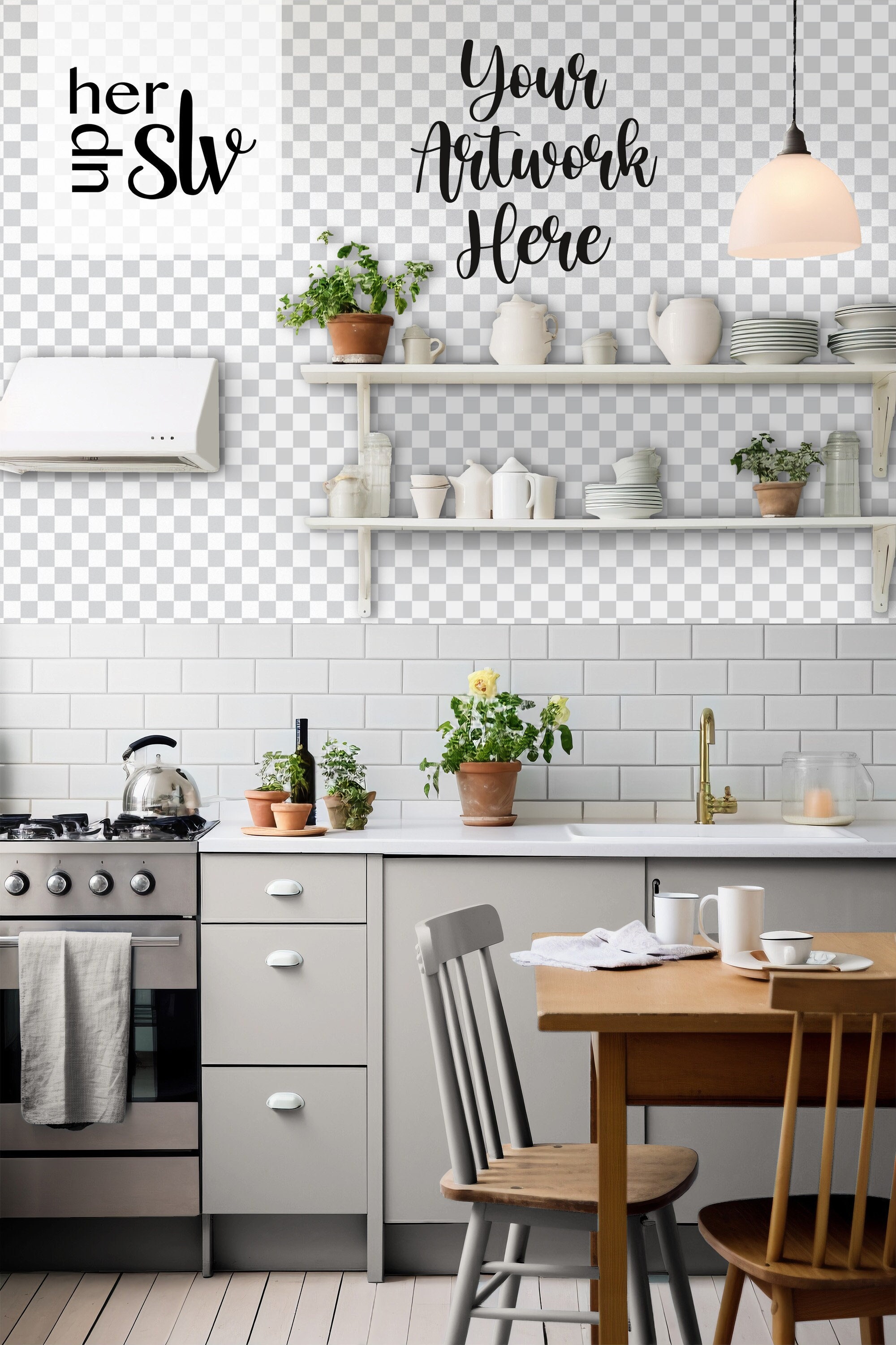 Kitchen Wallpaper Mockup Template PSD Kitchen Wall Mockup Photoshop ...
