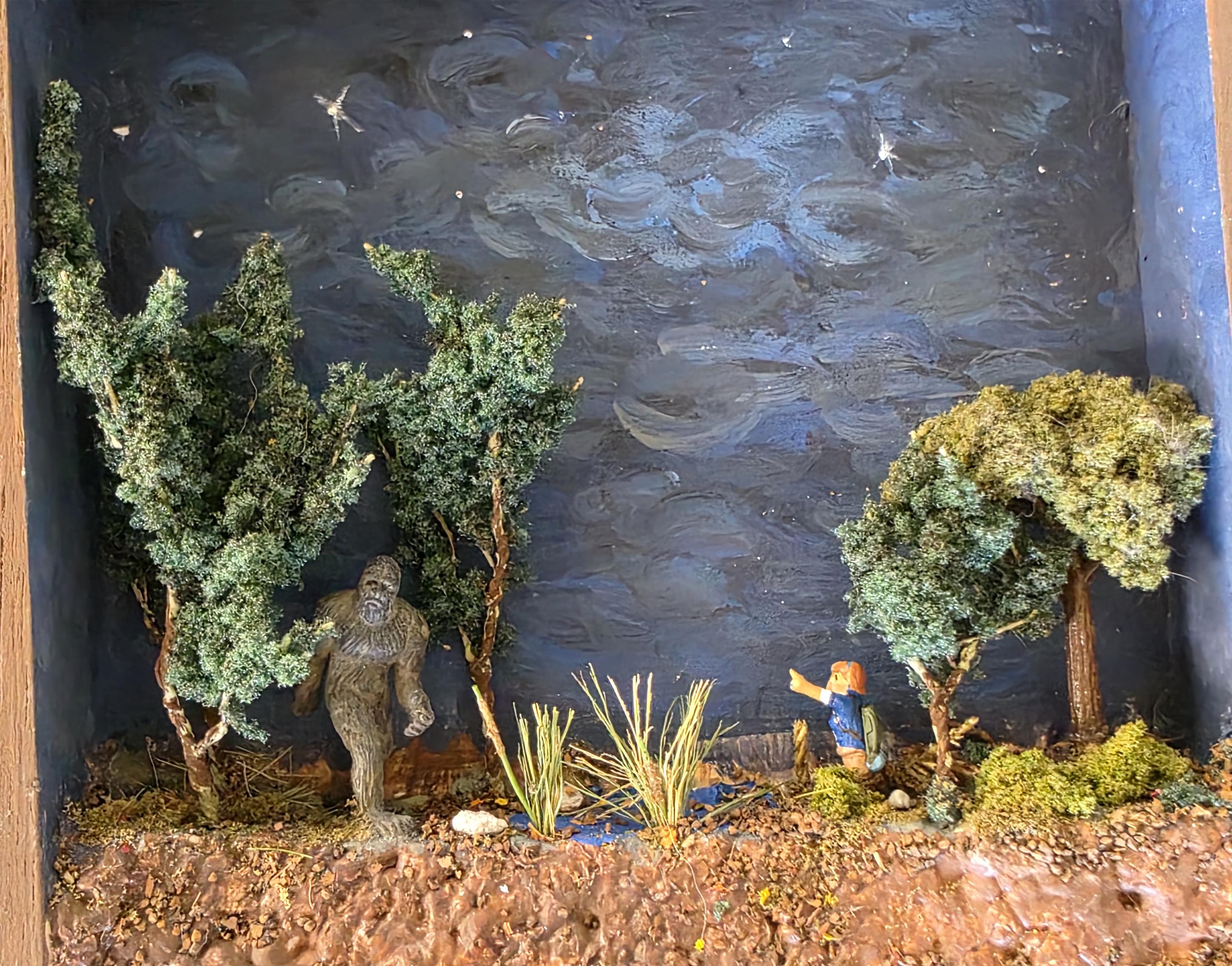Bigfoot Miniature Scene Diorama, Cryptid Painted Diorama, Sasquatch ...