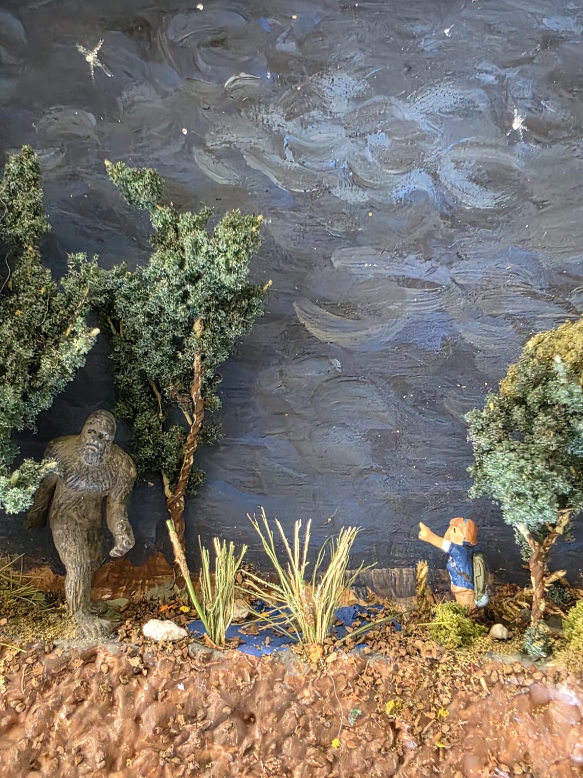 Bigfoot Miniature Scene Diorama, Cryptid Painted Diorama, Sasquatch ...