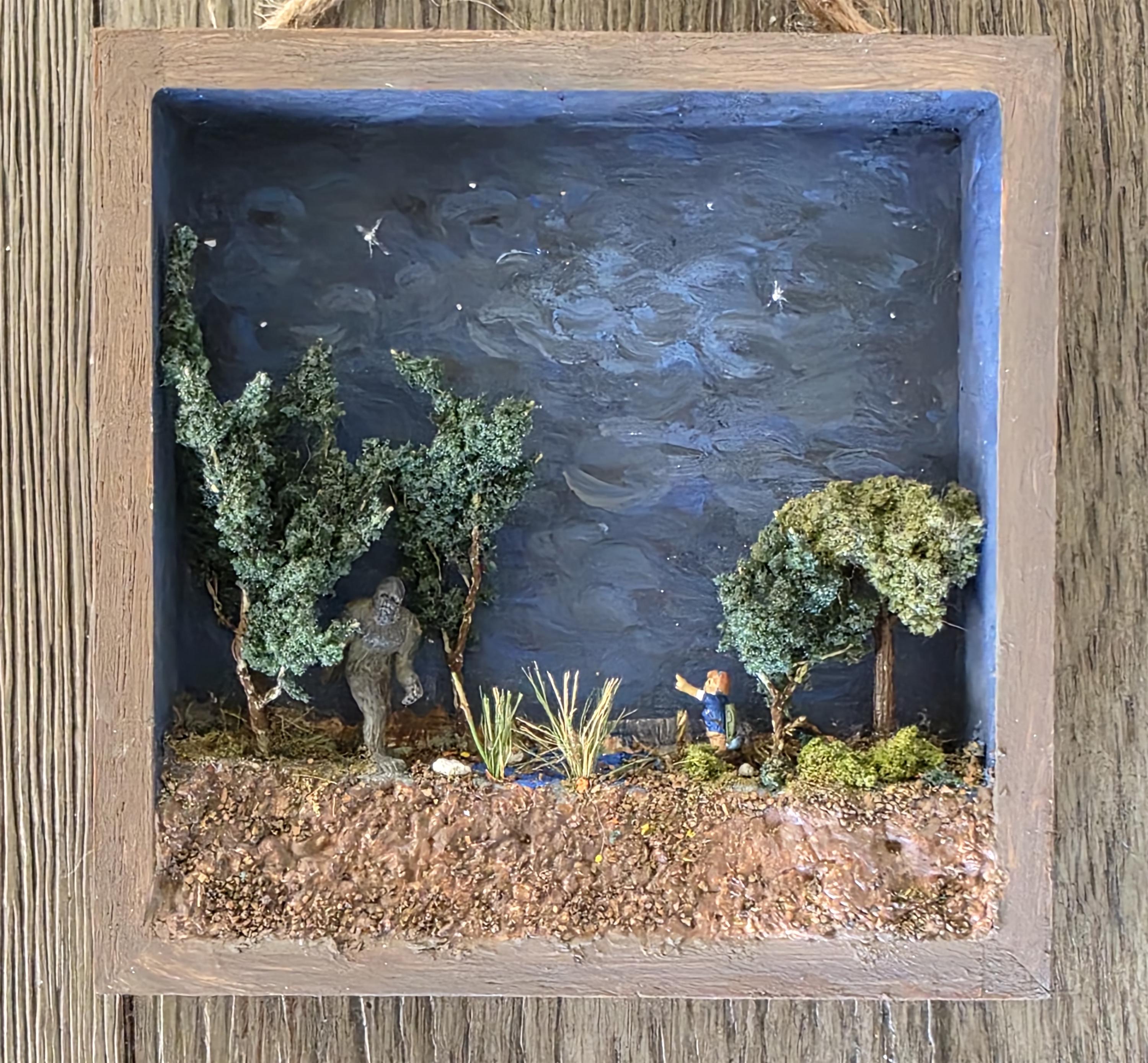 Bigfoot Miniature Scene Diorama, Cryptid Painted Diorama, Sasquatch ...