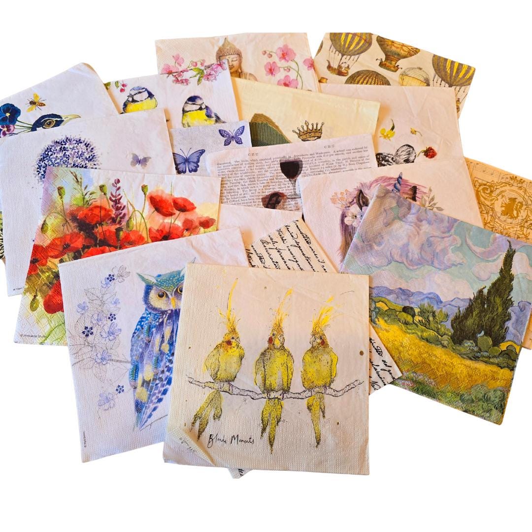 Assorted Napkins for Decoupage, Paper Craft Napkins, Mixed Media ...