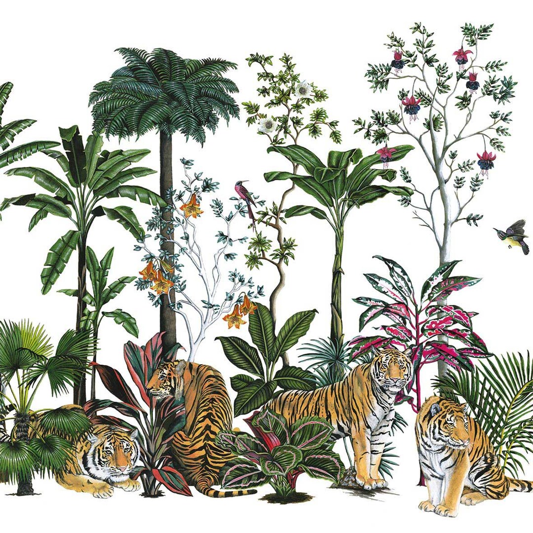 4 Individual Tiger Decoupage Napkins. Bright Tiger & Trees Cocktail ...