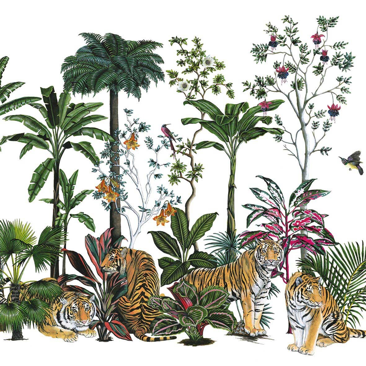 4 Individual Tiger Decoupage Napkins. Bright Tiger & Trees Cocktail ...