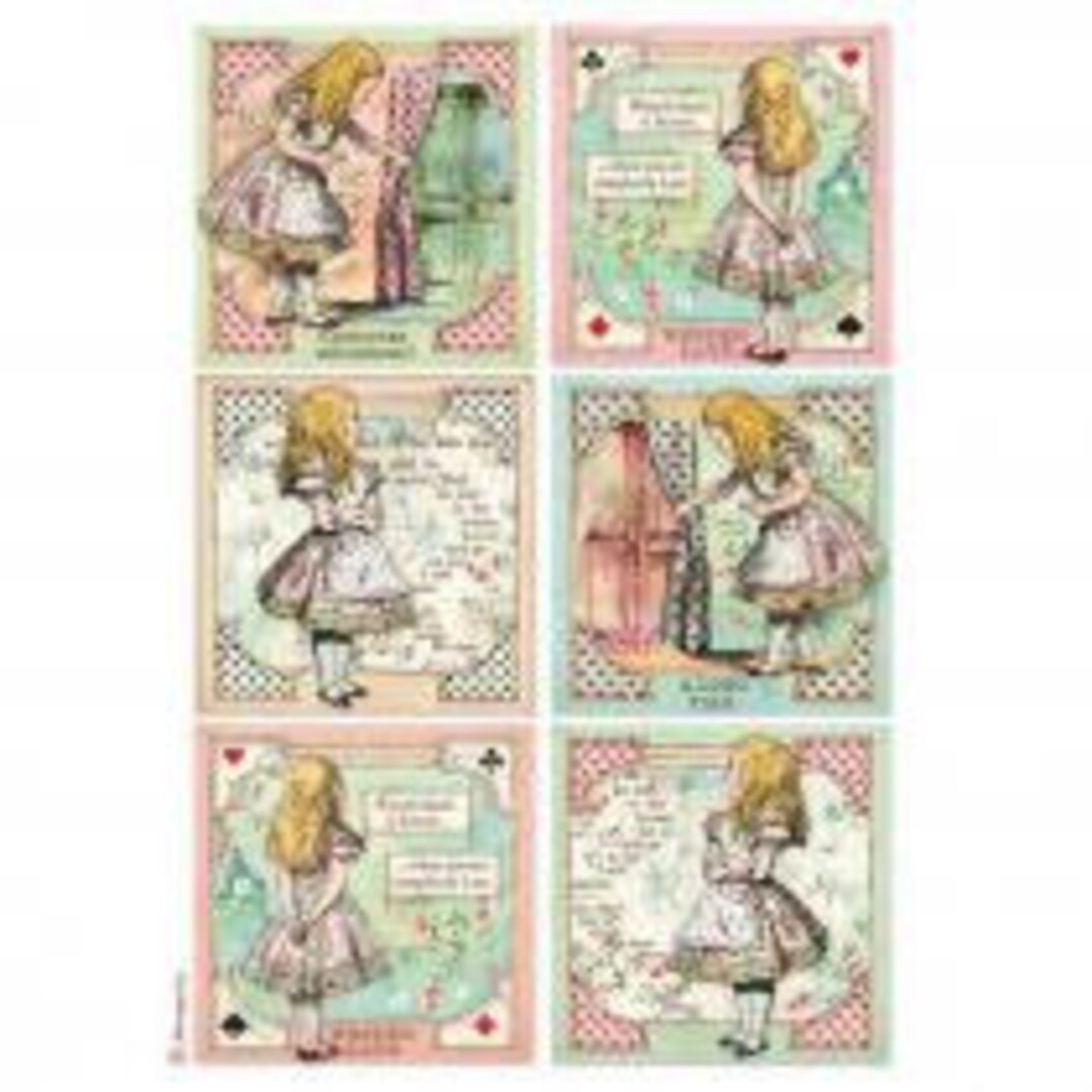 A4 Rice Paper Sheet. Vintage Alice in Wonderland Cards Decoupage Paper ...