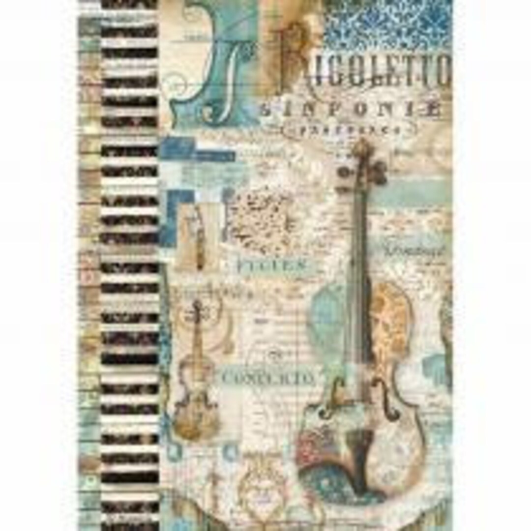 A4 Rice Paper Sheet. Vintage Violin & Music Scrapbook Notes Decoupage ...