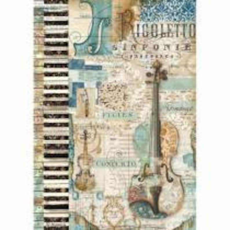 A4 Rice Paper Sheet. Vintage Violin & Music Scrapbook Notes Decoupage ...
