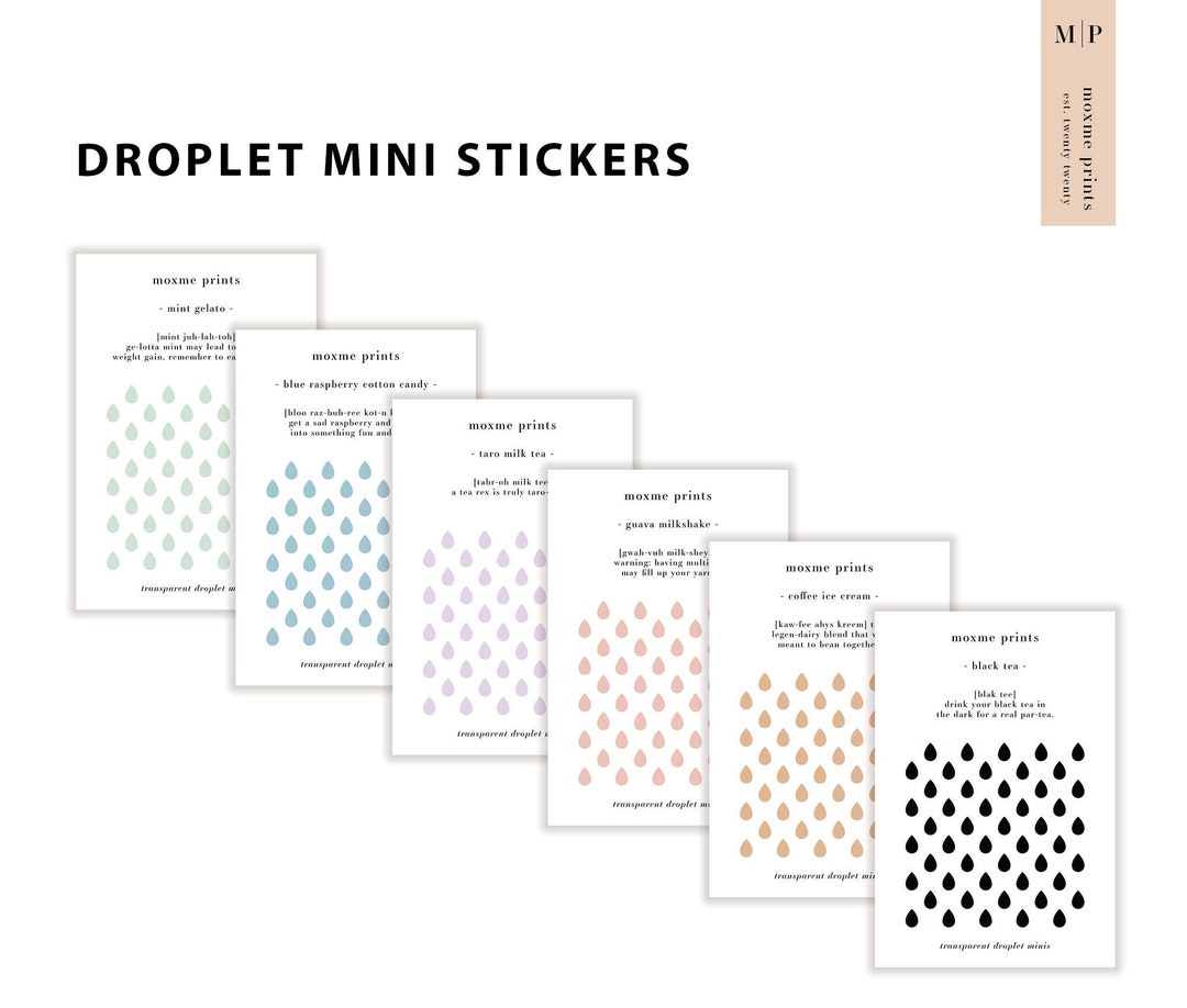 Droplet Mini Stickers - Solid or Transparent - Etsy
