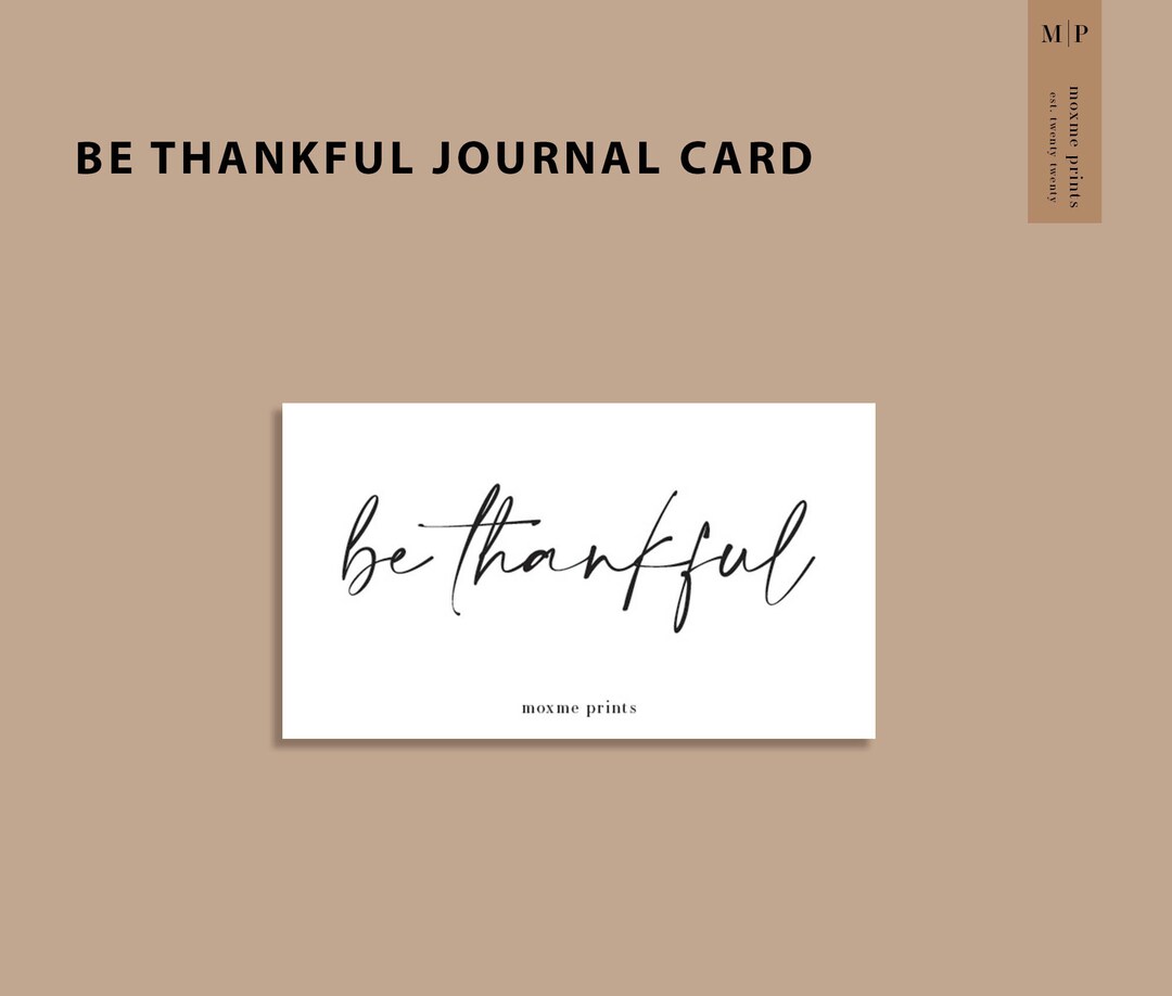 Be Thankful Journal Card - Digital, JC - Etsy