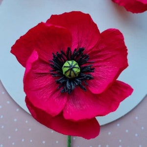 Red Paper Poppies for Home Decoration, Crepe Paper Flowers for Vase ...