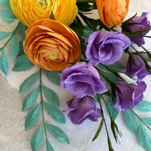 Magical Paper Flower Fall Bouquet, Crepe Paper Orange Ranunculus and ...