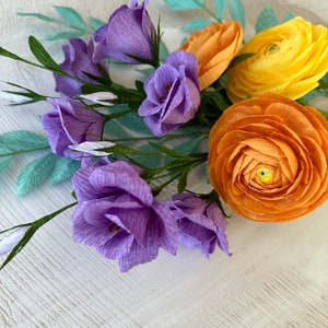 Magical Paper Flower Fall Bouquet, Crepe Paper Orange Ranunculus and ...