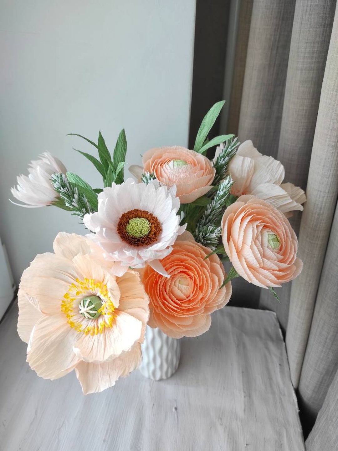 Paper Flower Bouquet Gift for Her, Paper Ranunculus Bouquet, Floral ...