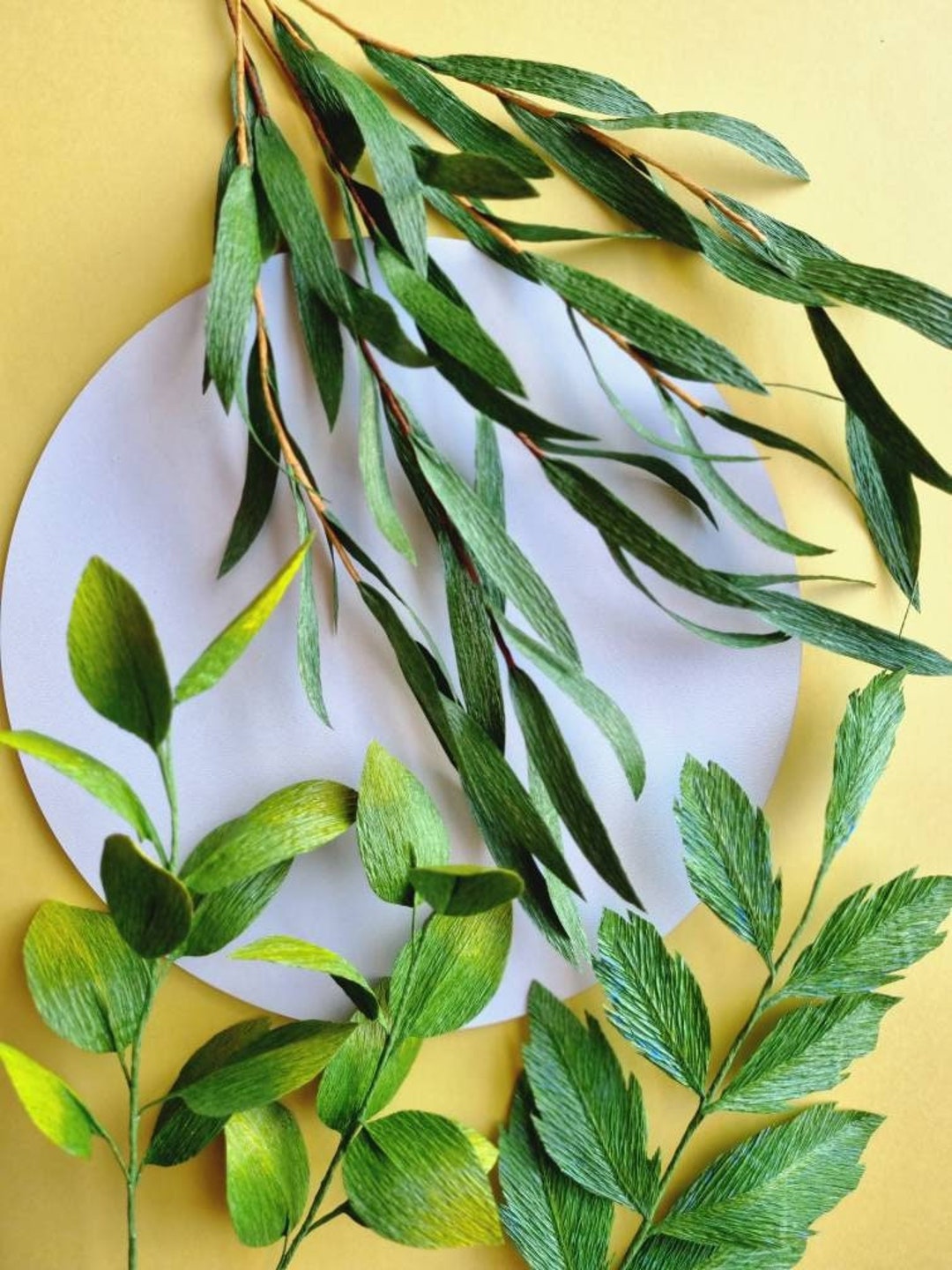 Artificial Greenery for Bouquet, Realistic Paper Greenery Sprigs for ...