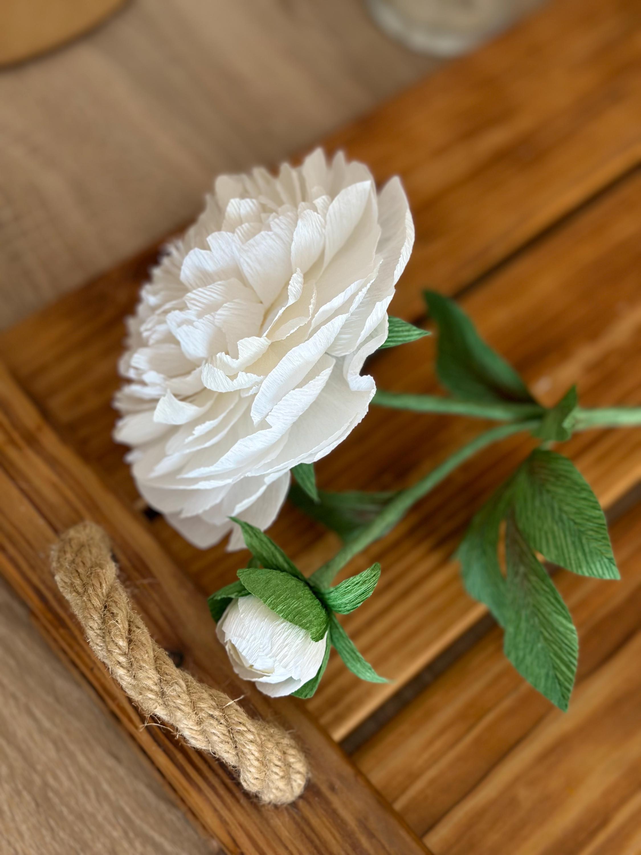 Pivoine simple en papier, fleur en papier crêpe, fleur artificielle ...