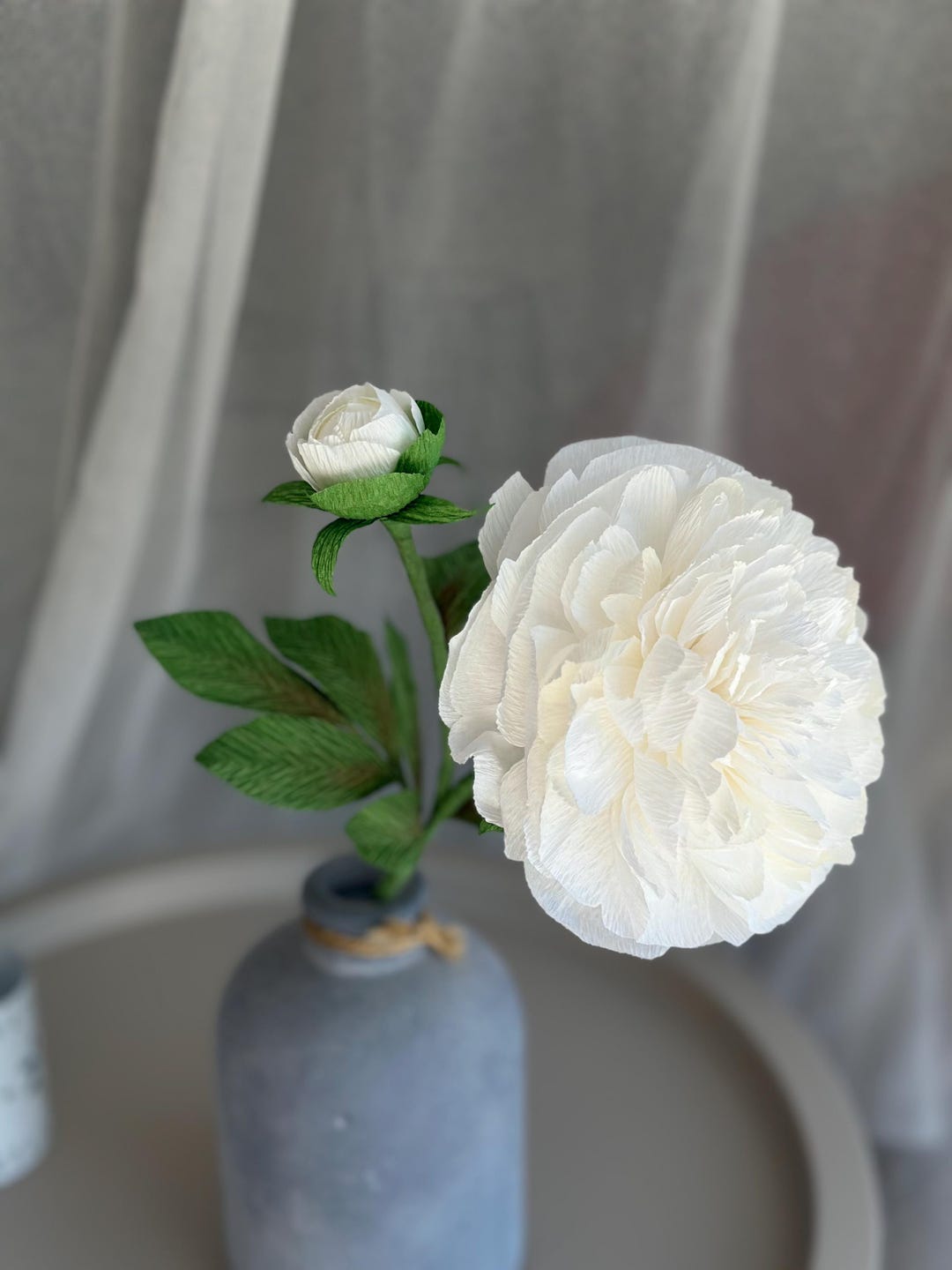 Pivoine simple en papier, fleur en papier crêpe, fleur artificielle ...