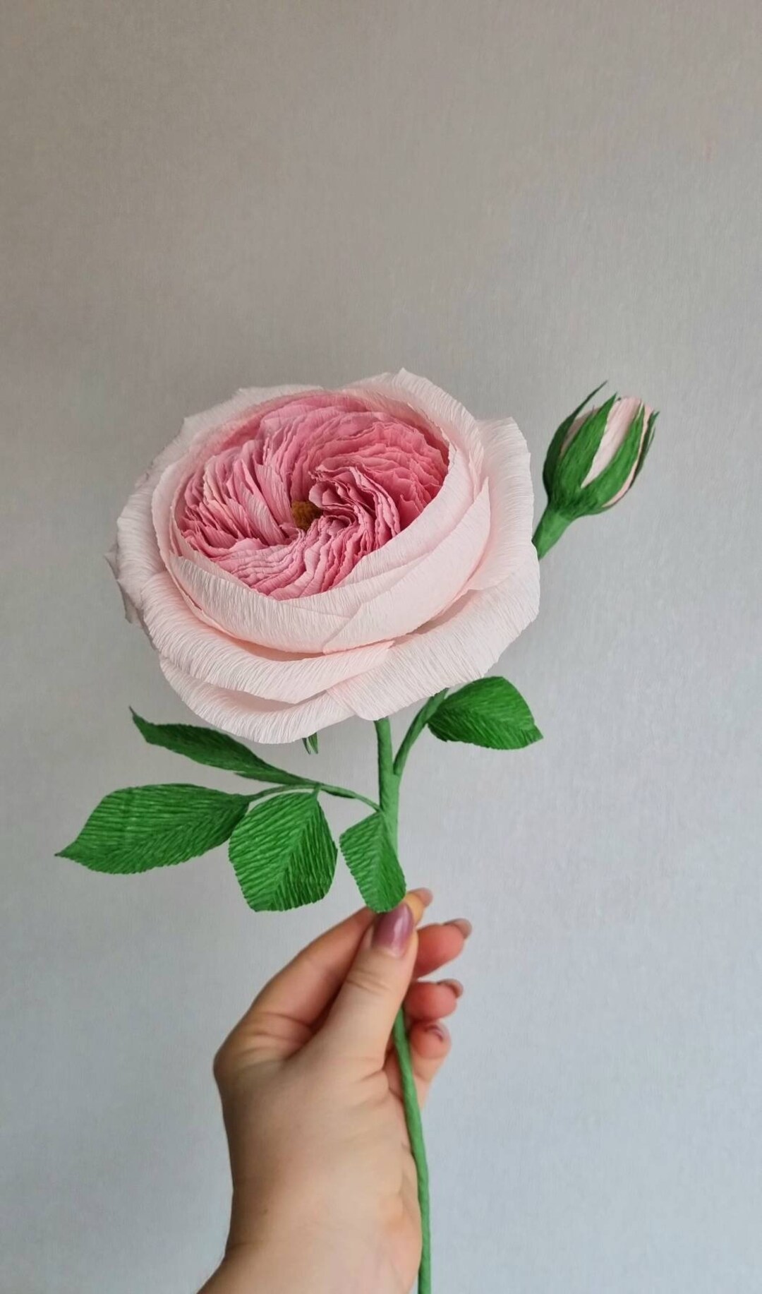 Handmade Crepe Paper Rose: Soft Pink Garden Flower Decor - Etsy