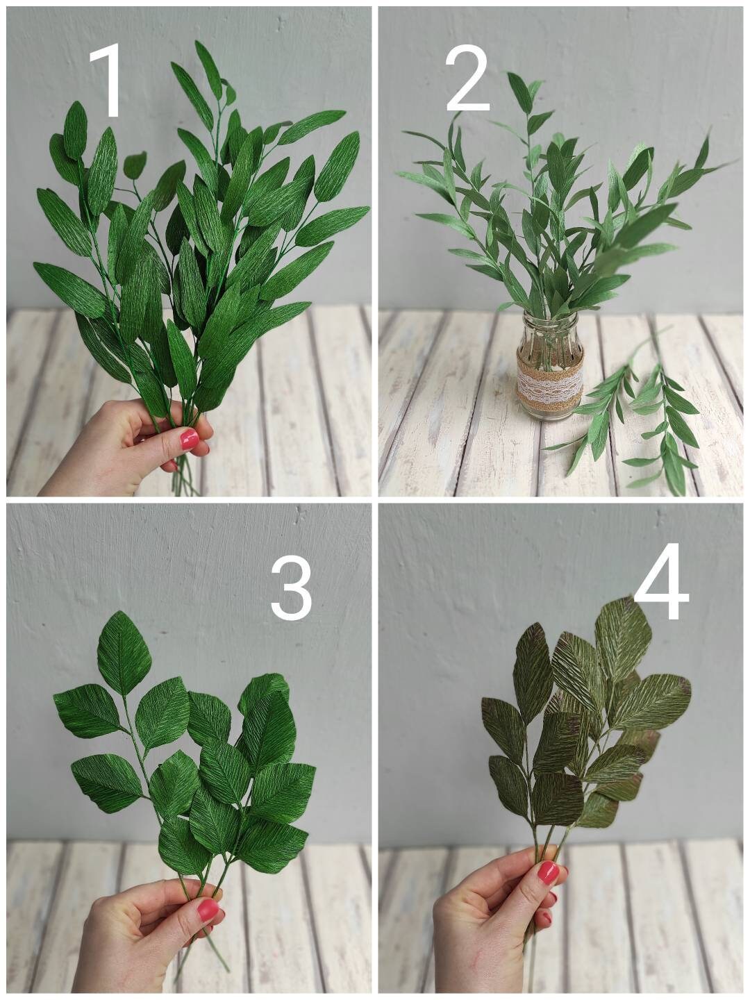 Paper Greenery for Bouquet, Crepe Paper Flowers, Paper Flower ...