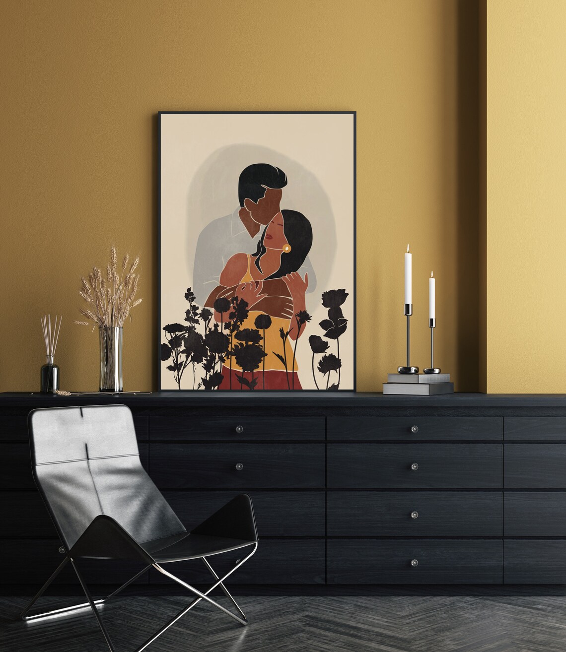 Buy Abstract Couple Prints Romantic Bedroom Wall Decor Boho Online in ...