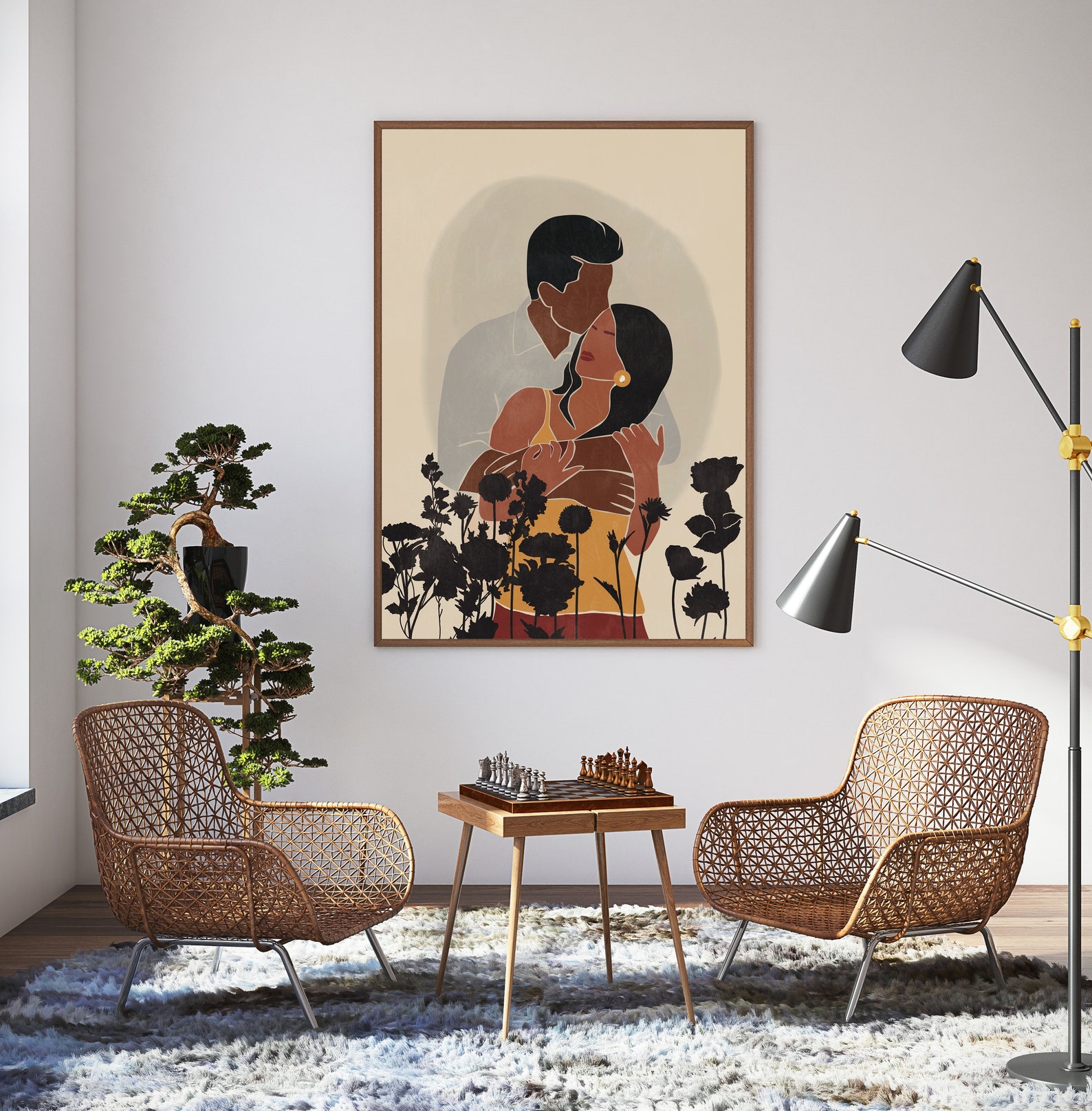 Buy Abstract Couple Prints Romantic Bedroom Wall Decor Boho Online in ...