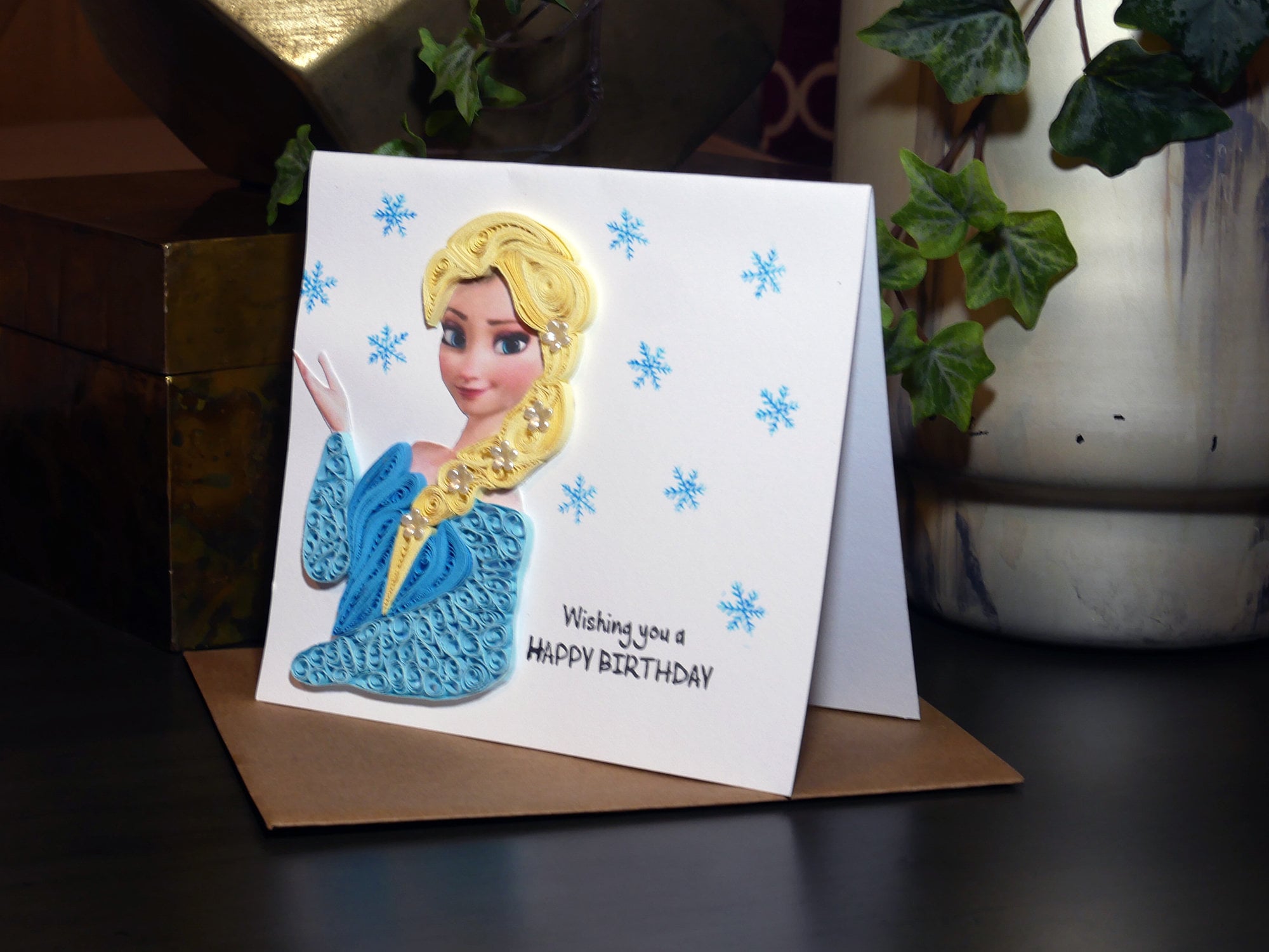 Elsa Birthday Card, Greeting Card, Hand Made Greeting Card, Quilling ...