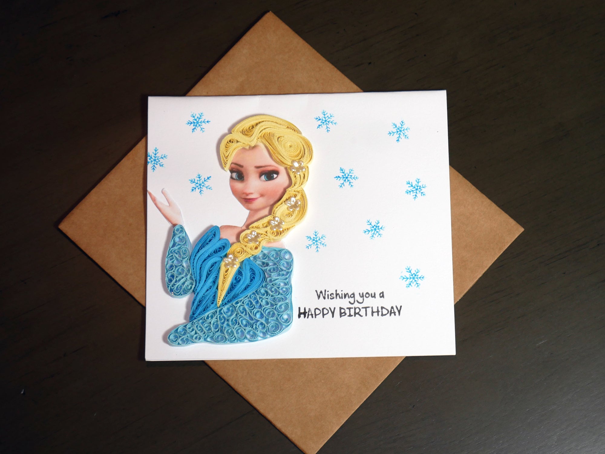 Elsa Birthday Card, Greeting Card, Hand Made Greeting Card, Quilling ...