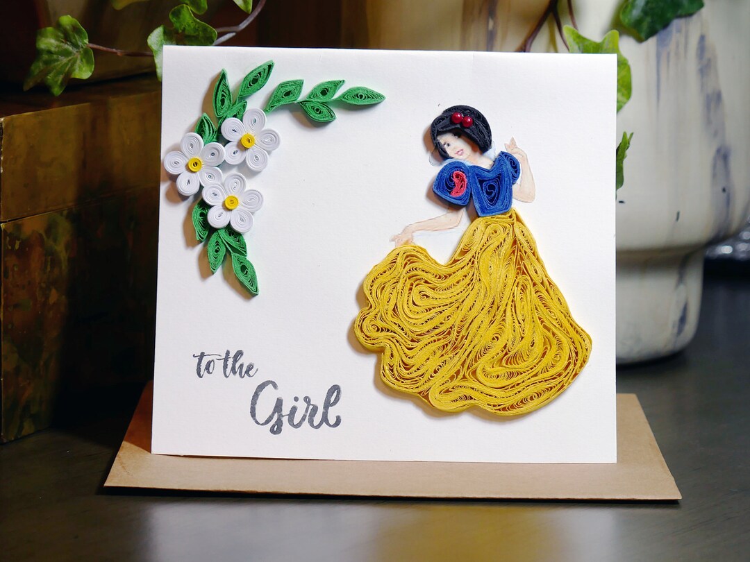 Snow White Birthday Card Greeting Card Paper Quilling Card - Etsy