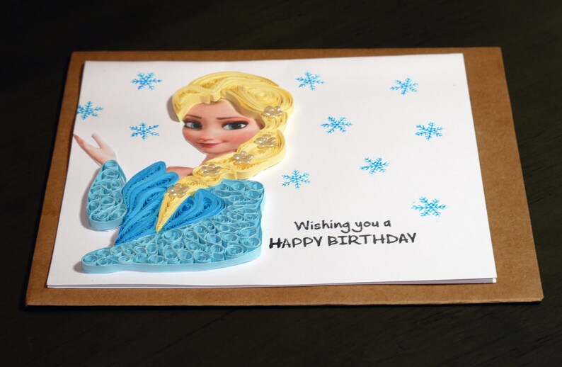 Elsa Birthday Card, Greeting Card, Hand Made Greeting Card, Quilling ...