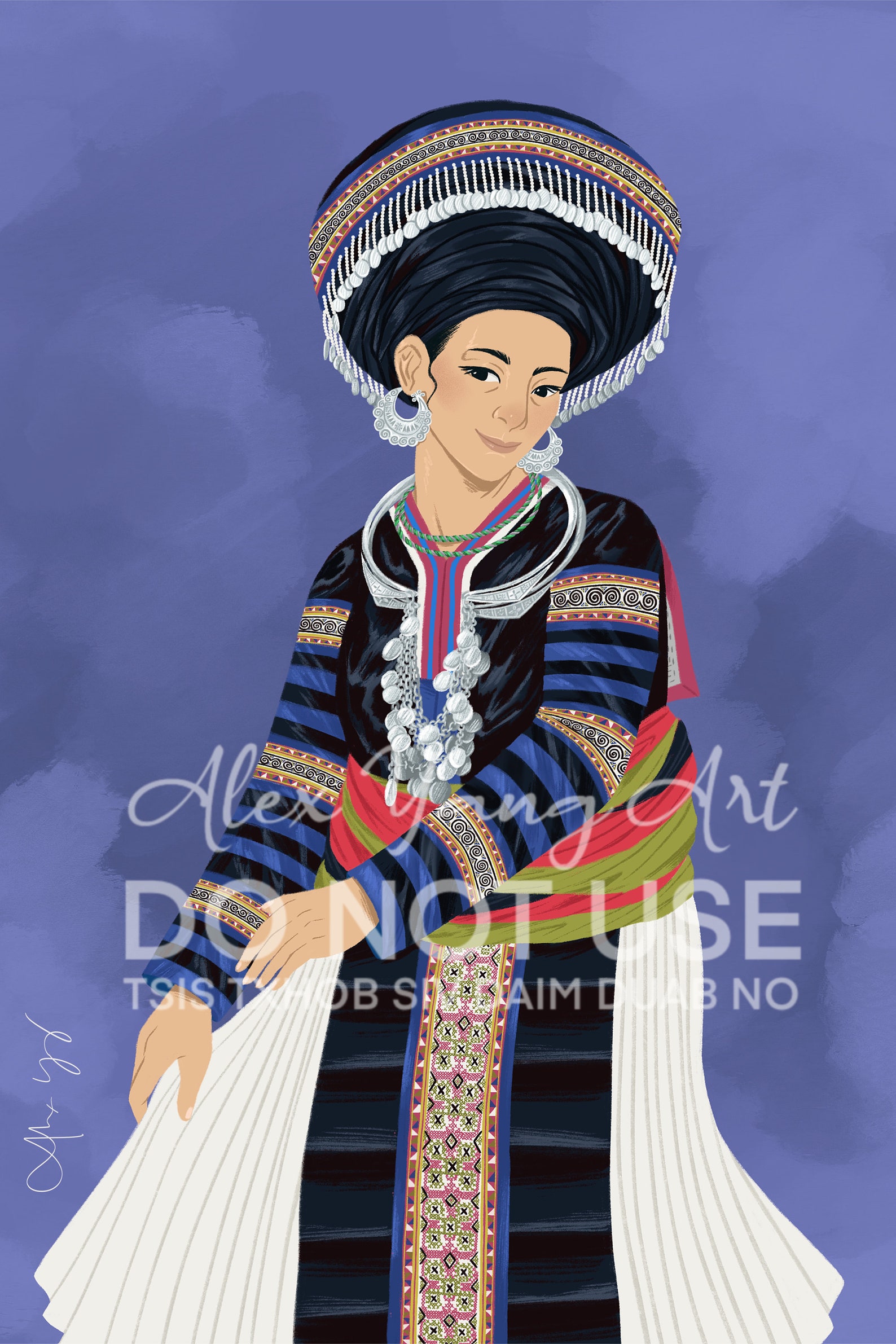 12x18 Inch Stripe Hmong Woman Print - Etsy