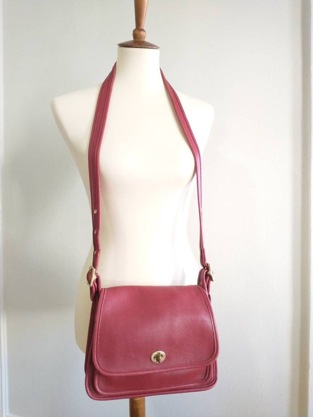 Vintage Coach Rambler Legacy Red Gold Leather Cross Body Bag #9061 - Etsy