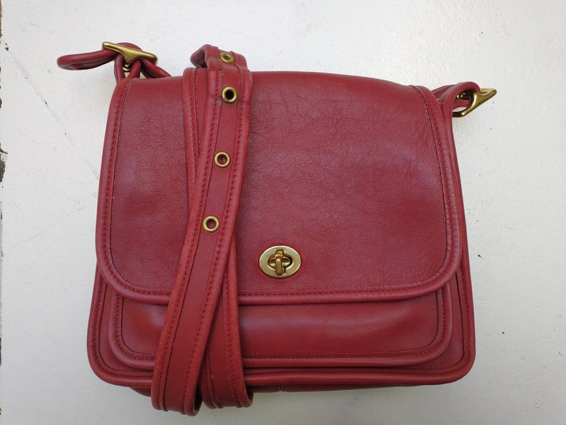 Vintage Coach Rambler Legacy Red Gold Leather Cross Body Bag - Etsy