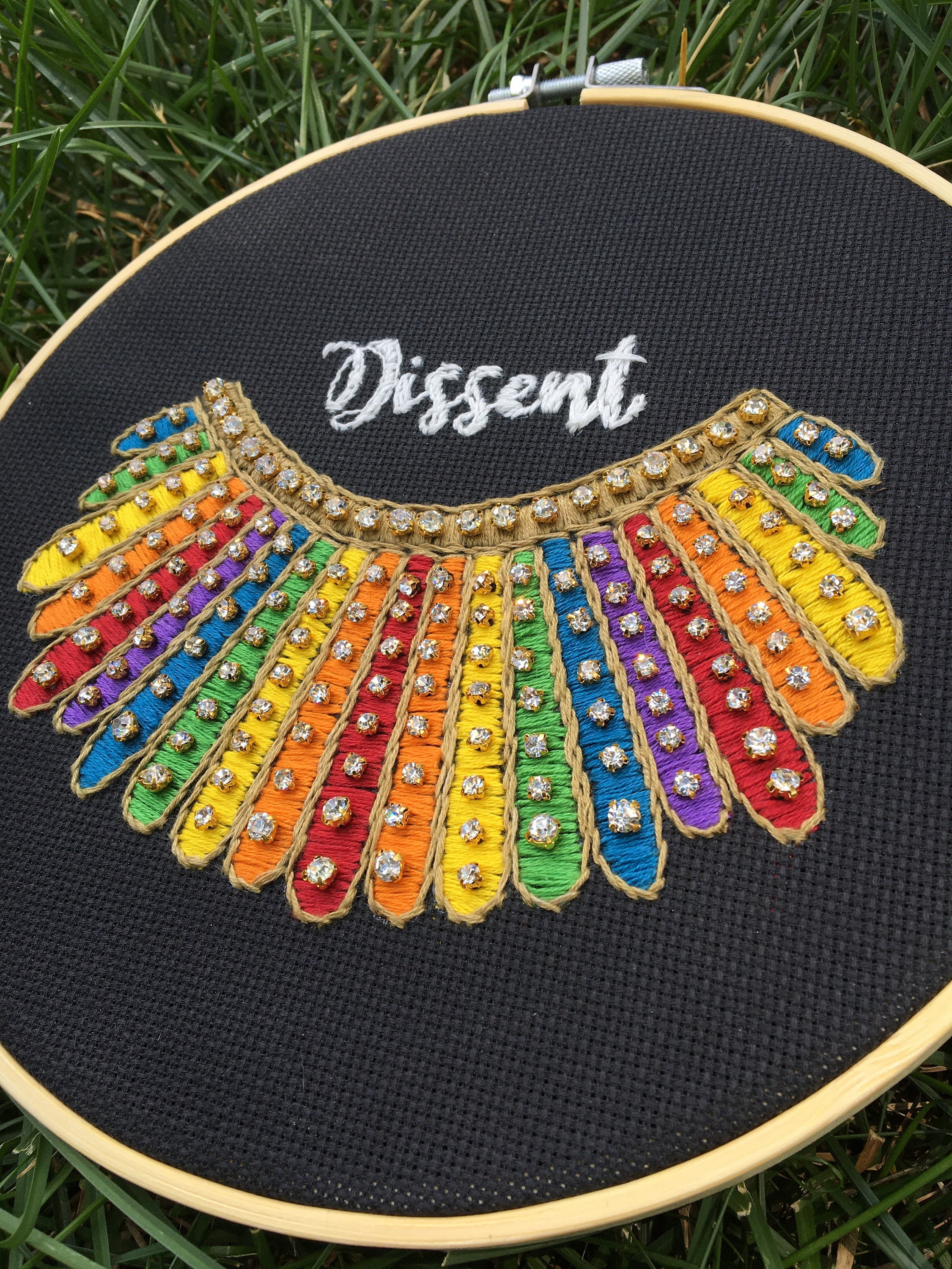 RBG Tribute Ruth Bader Ginsburg Embroidered Cross Stitch Art LGBTQ ...