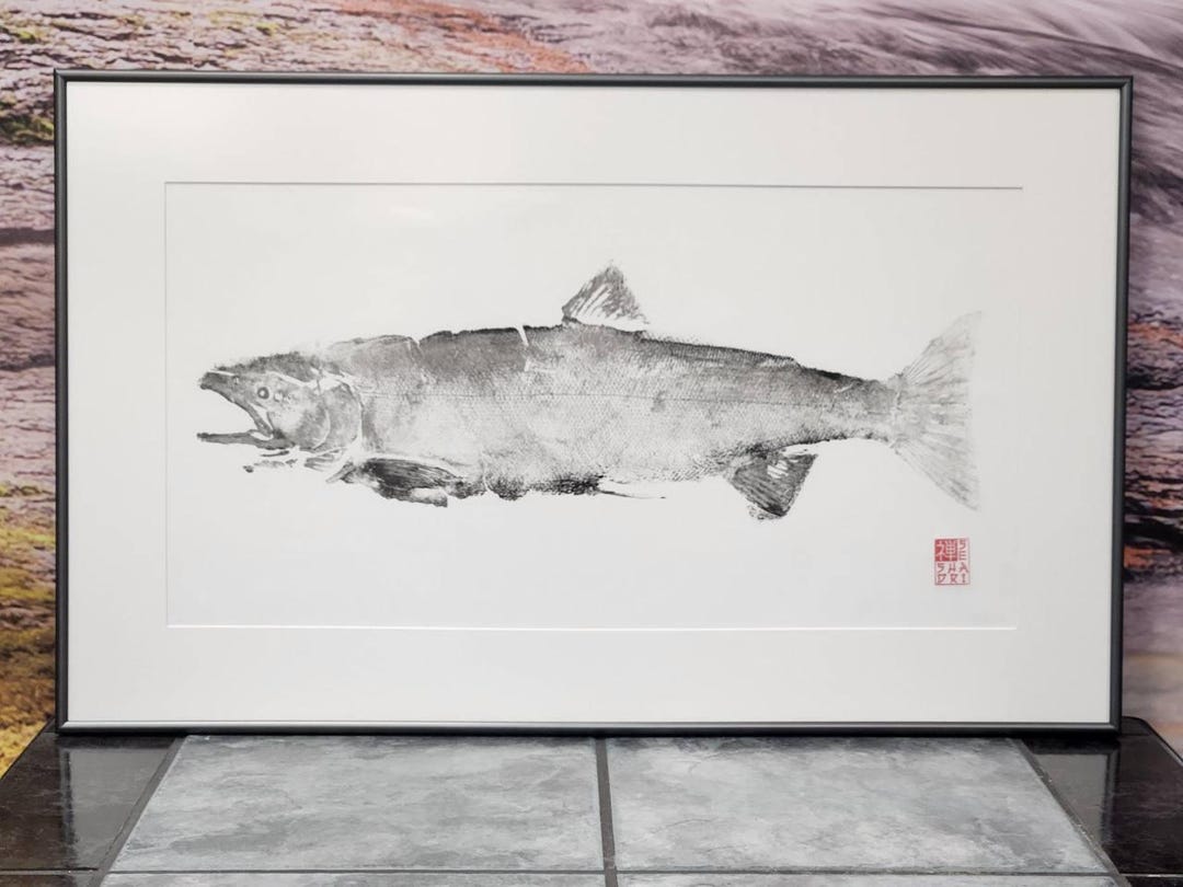Fish Art, Gyotaku, Ink, Painting, Salmon Painting, Salmon Art, Trout ...