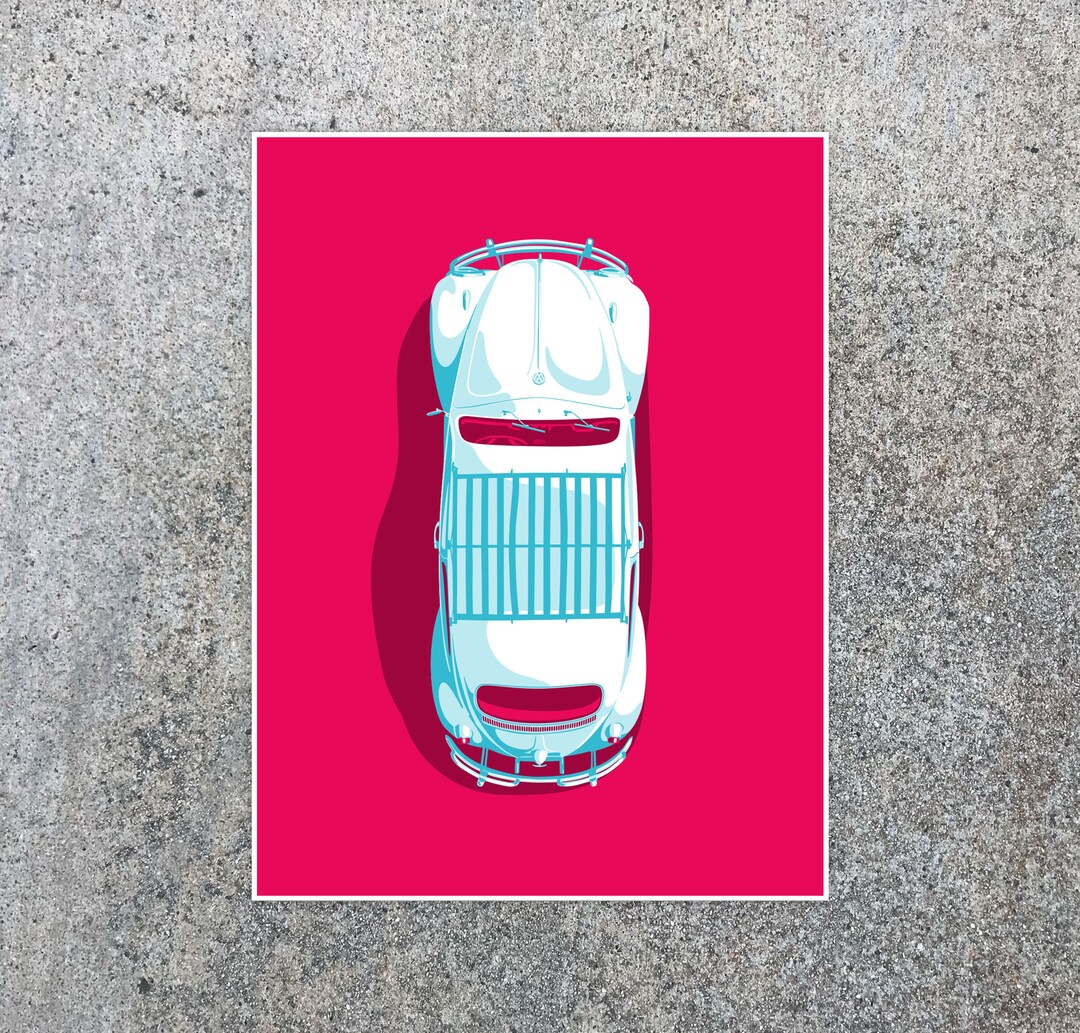 VW Beetle Top Down Illustration Poster - Etsy
