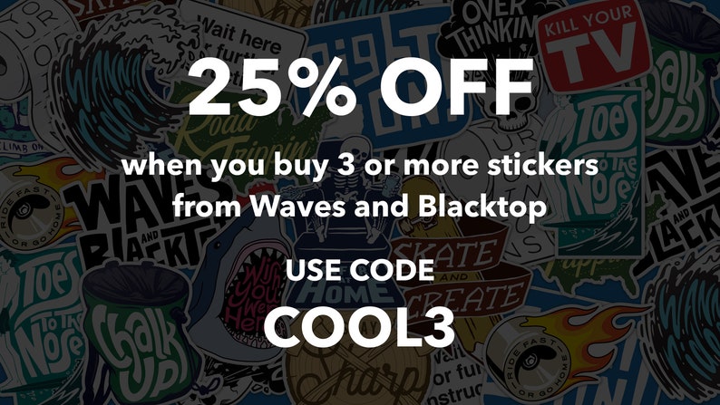 Waves and Blacktop Vinyl Sticker - Etsy