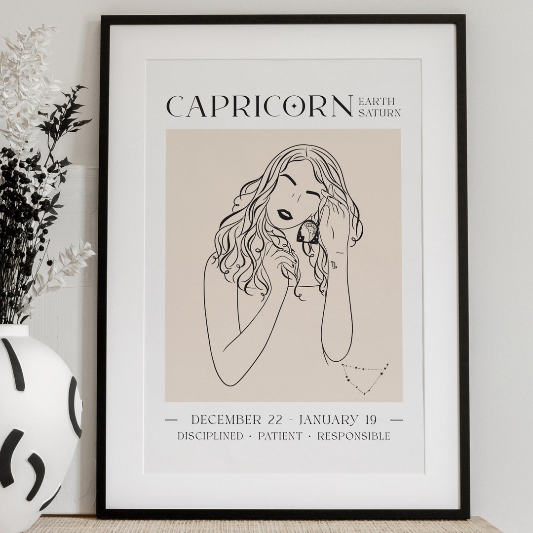 CAPRICORN POSTER, Capricorn Print, Digital Print, Birthday Gift for Her ...