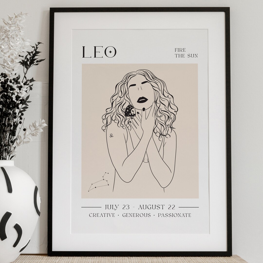 LEO POSTER, Leo Print, Digital Print, Leo Birthday Gift for Her ...