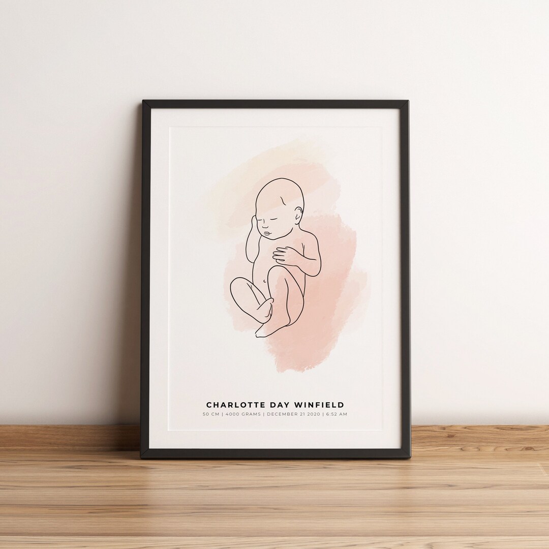 BABY BIRTH POSTER, Personalised Newborn Illustration, Baby Poster ...