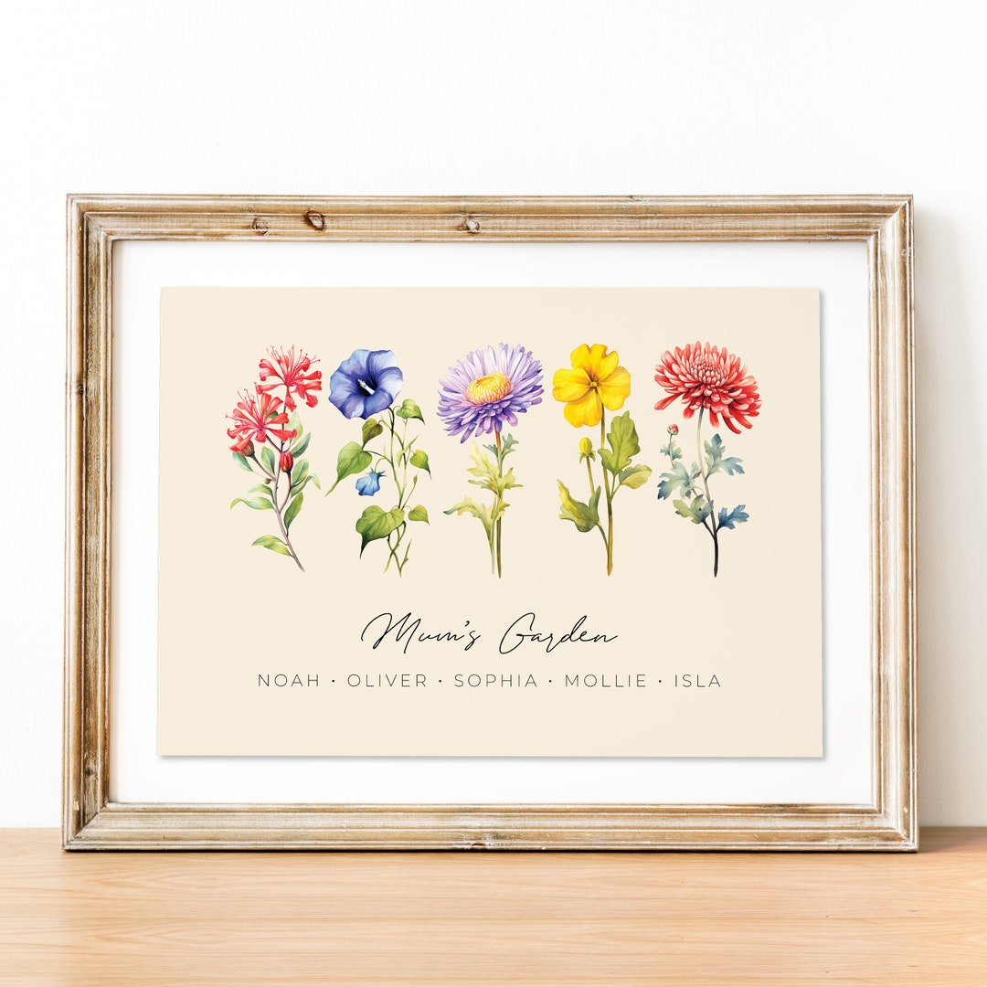 BIRTH FLOWER Family Custom Digital Print, Personalized Gift for Mom ...