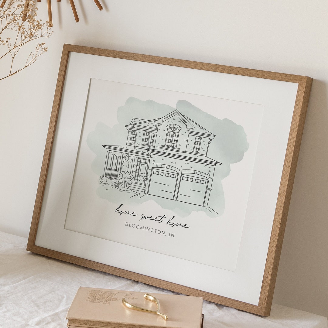 CUSTOM LINE DRAWING, Custom Illustration, Digital Art, Line Art, House ...