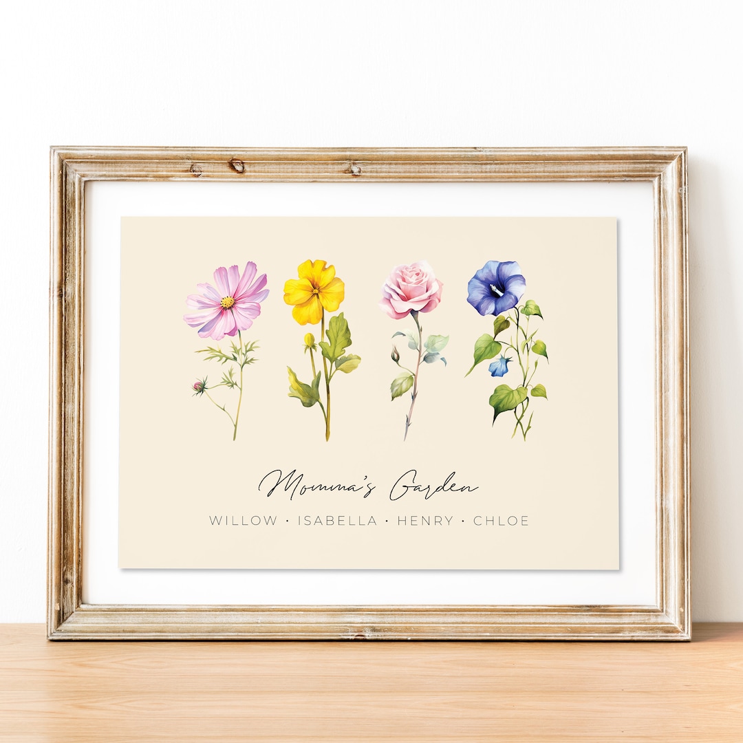 BIRTH FLOWER Family Custom Digital Print, Personalized Gift for Mom ...