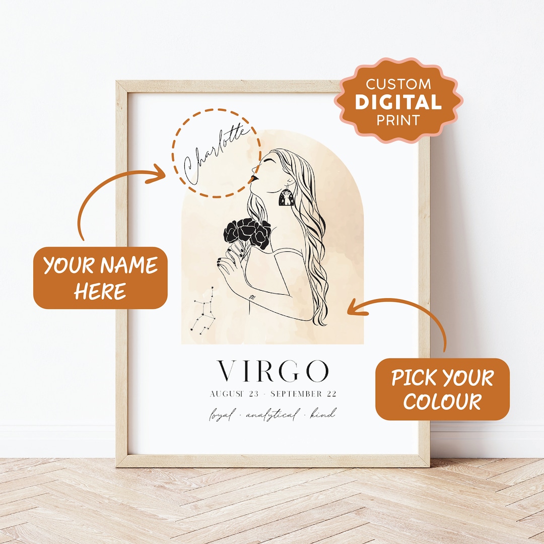 PERSONALISED ZODIAC Sign Poster, Virgo Poster, Custom Digital Print ...