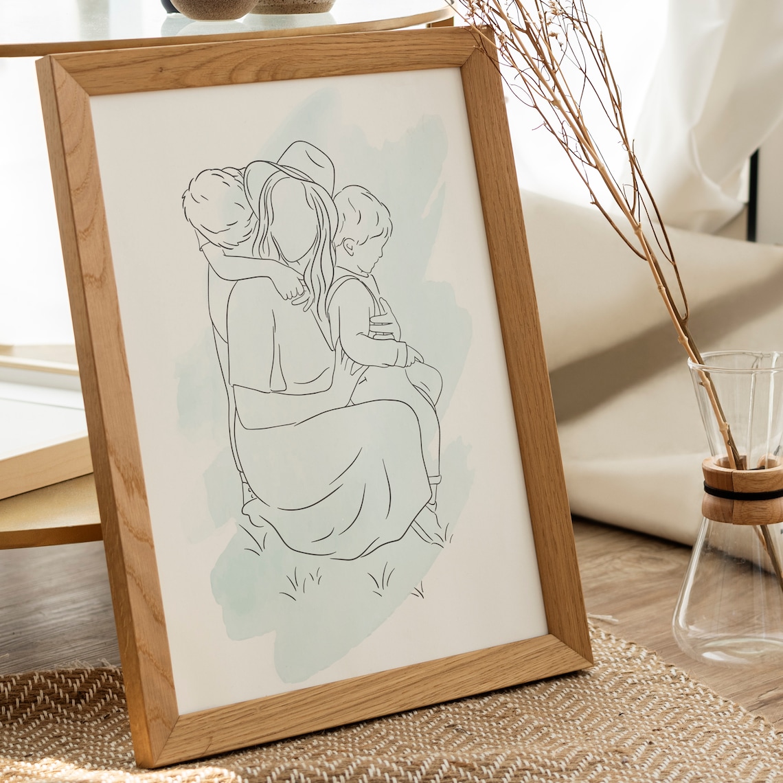 MOTHERS DAY GIFT Custom Line Drawing Digital Art Custom - Etsy