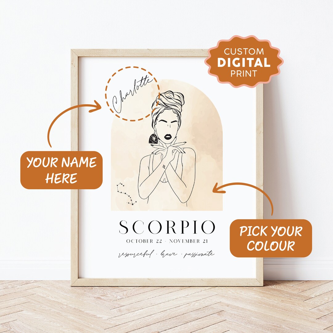 PERSONALISED ZODIAC Sign Poster, Scorpio Poster, Custom Digital Print ...
