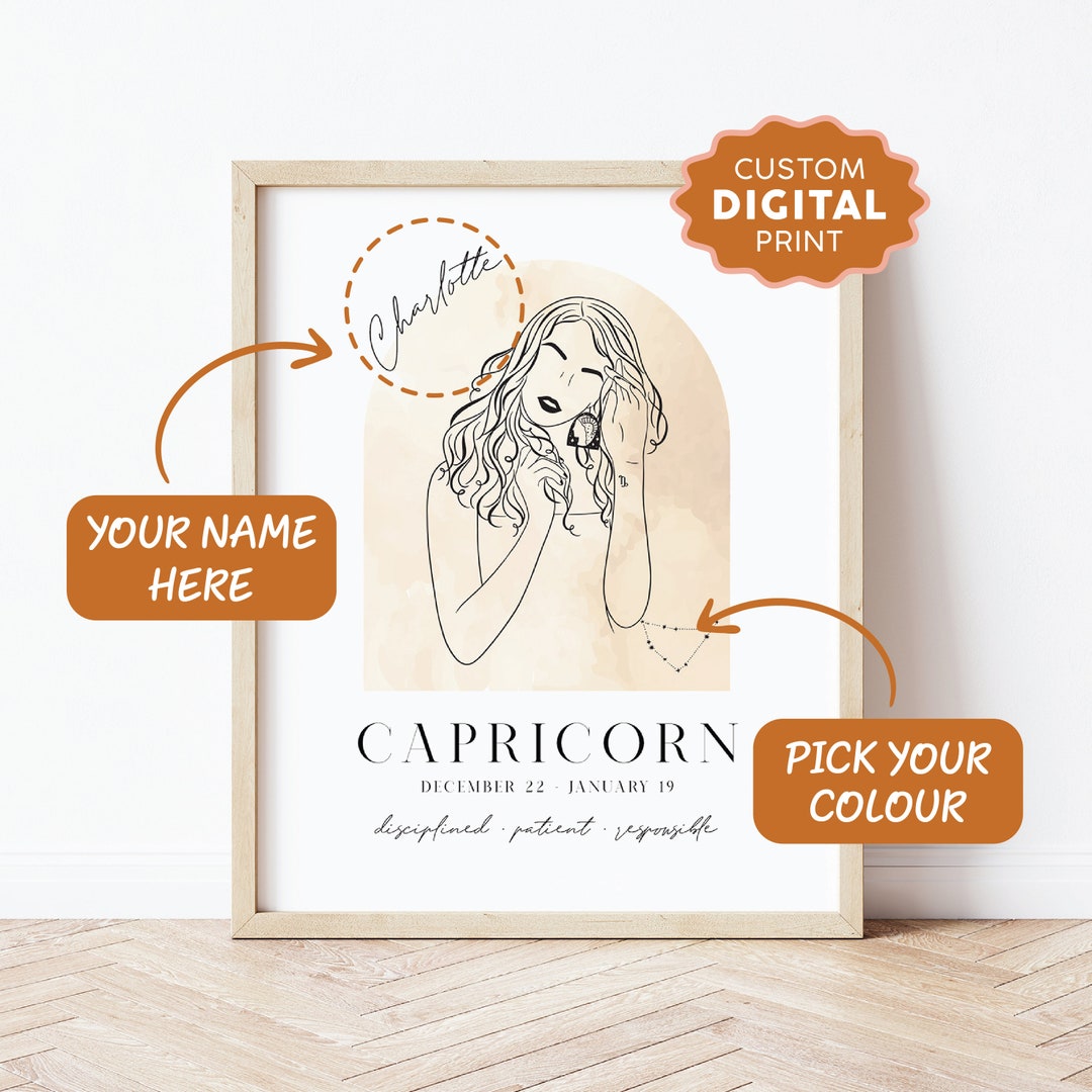 PERSONALISED ZODIAC Sign Poster, Capricorn Poster, Custom Digital Print ...