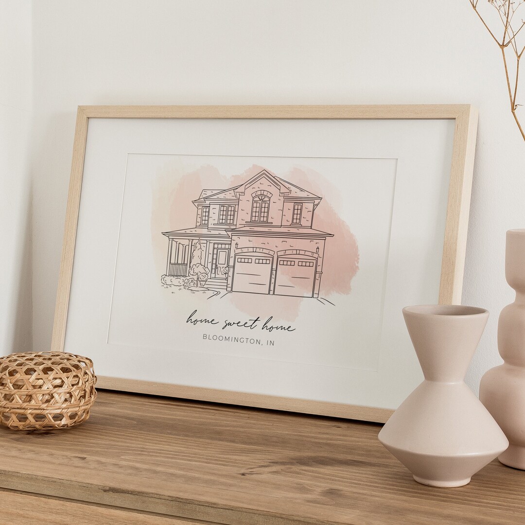 HOUSEWARMING GIFT, Our First Home, Digital Art, Line Art, House Drawing ...