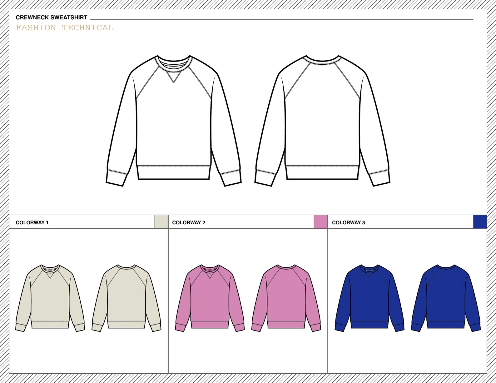 Fashion Technical Drawing - Crewneck Sweatshirt - Etsy
