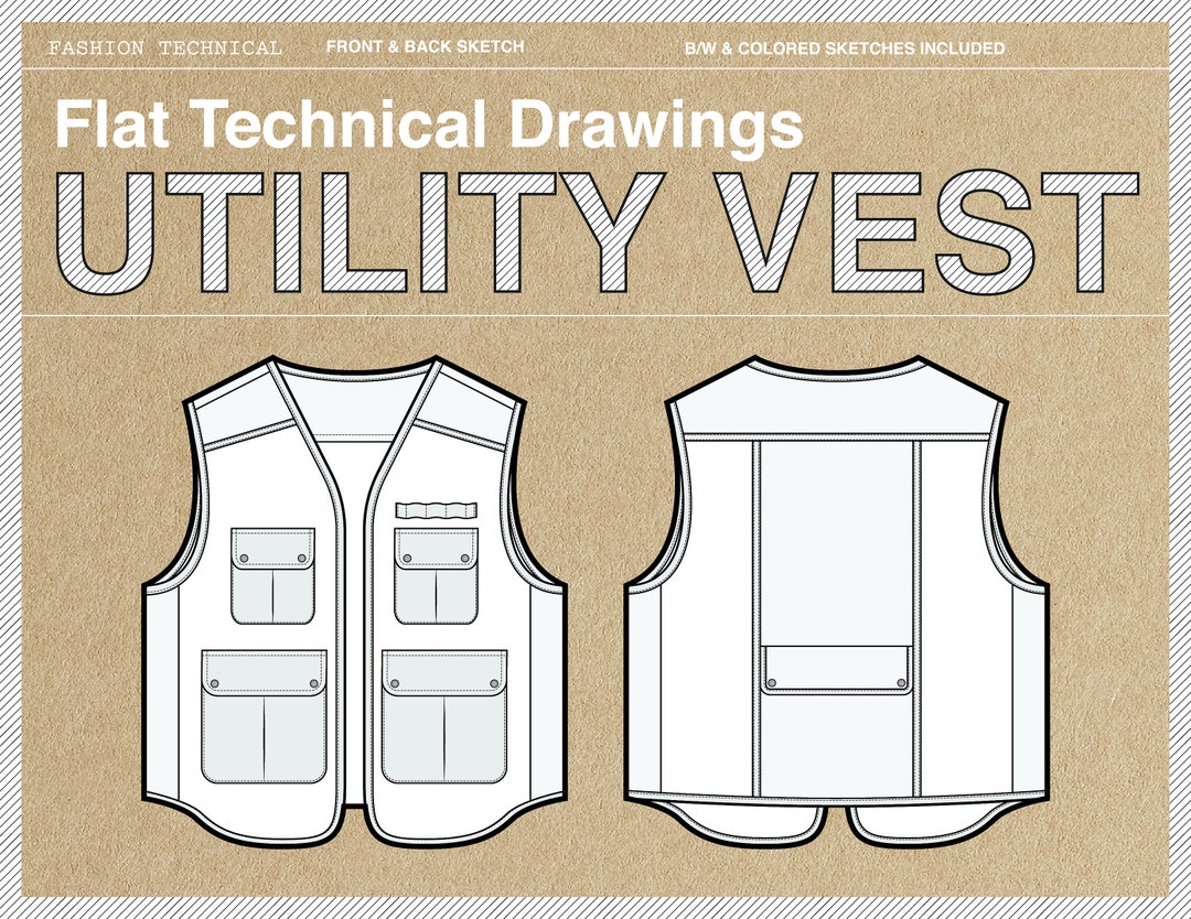 Fashion Technical Drawing Utility Vest - Etsy