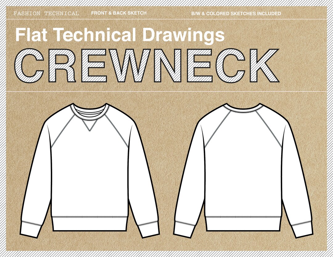 Fashion Technical Drawing Crewneck Sweatshirt - Etsy