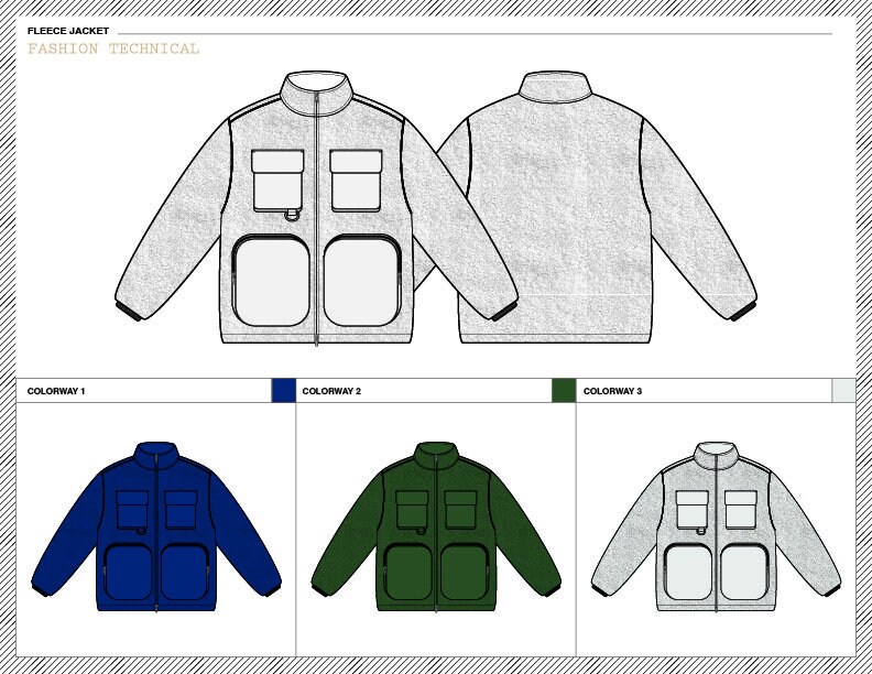 Fashion Technical Drawing - Fleece Jacket - Etsy